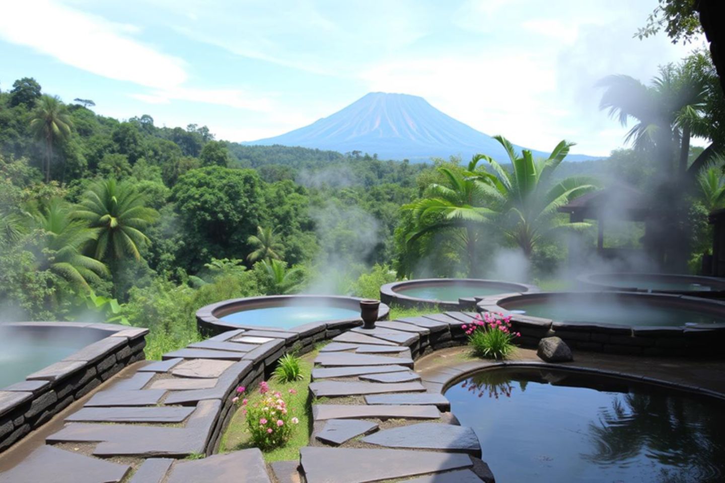 Soaking in Toya Bungkah Hot Springs - Kintamani Bali